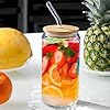 Amazon.com | 8 Pcs Glass Cups with Bamboo Lids and Straw,16 OZ Beer Can ...