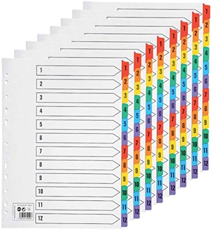 KAHEIGN 10Pcs A4 File Dividers, 1-12 Part Numbered A4 Subject Dividers ...