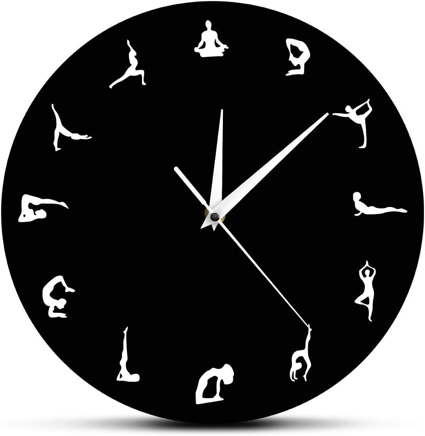 Amazon.com: The Geeky Days Yoga Positions Silent Non Ticking Wall Clock ...