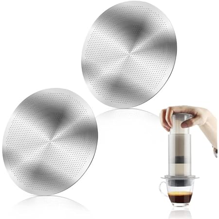 2 Pieces Disc Metal Coffee Filters Fine and Ultra-fine Makers Reusable ...