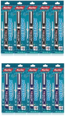 Rorito Maxtron 5 BLUE & 5 BLACK Ink 0.5mm Needle Point Liquid Gel Pens ...