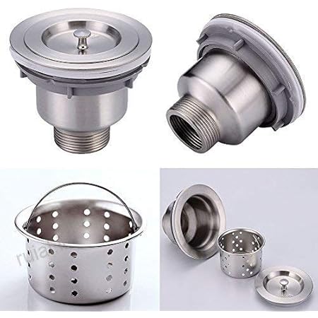 SCW SS 304 Heavy Under Round Kitchen Drain Sink Coupling with Steel ...