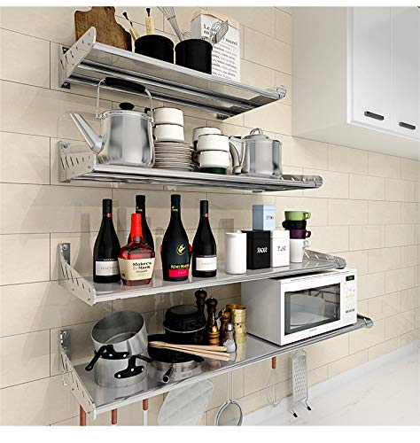 Stainless Stell Wall Mount Shelf with Hooks 304 Bathroom Kitchen ...