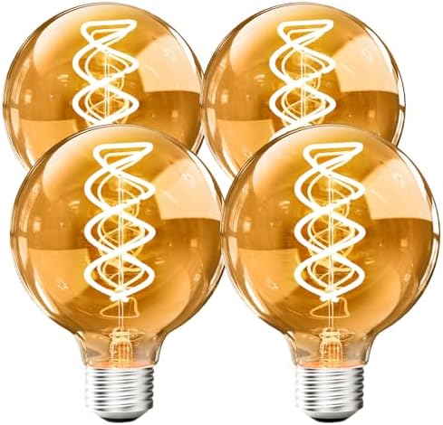 Dimmable Light Blub, E27 Edison Vintage Light Bulbs, Pack of 4, G80 ...