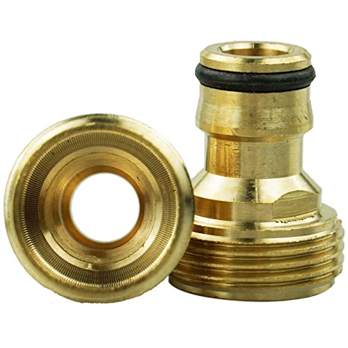 2 Pack Brass Garden Hose Tap Connector,3/4 inch Brass Male Threaded Tap ...