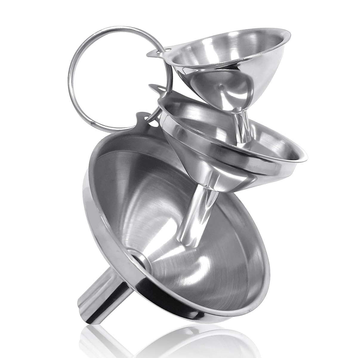 WELANE Metal Funnels, 3 PCS Small Stainless Steel Kitchen Funnels for ...