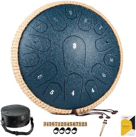 MeloBeat Steel Tongue Drum - 13 Inch 15 Notes Tongue Drum - Hand Pan ...