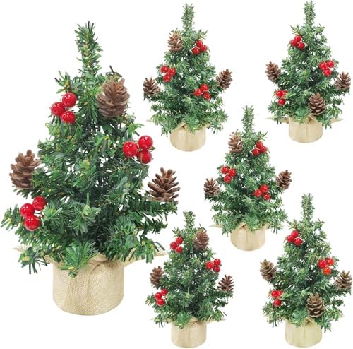 Amazon.com: winemana 6 Pcs Mini Christmas Tree Table Decorations, 8 ...