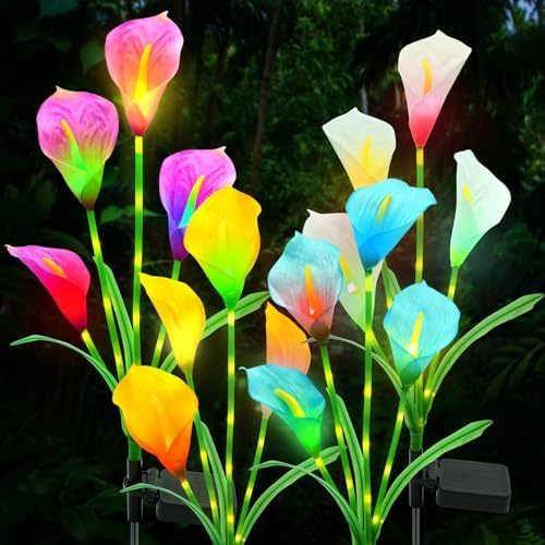 Solar Garden Lights Outdoor Waterproof, Solar Calla Lily Flower Lights ...