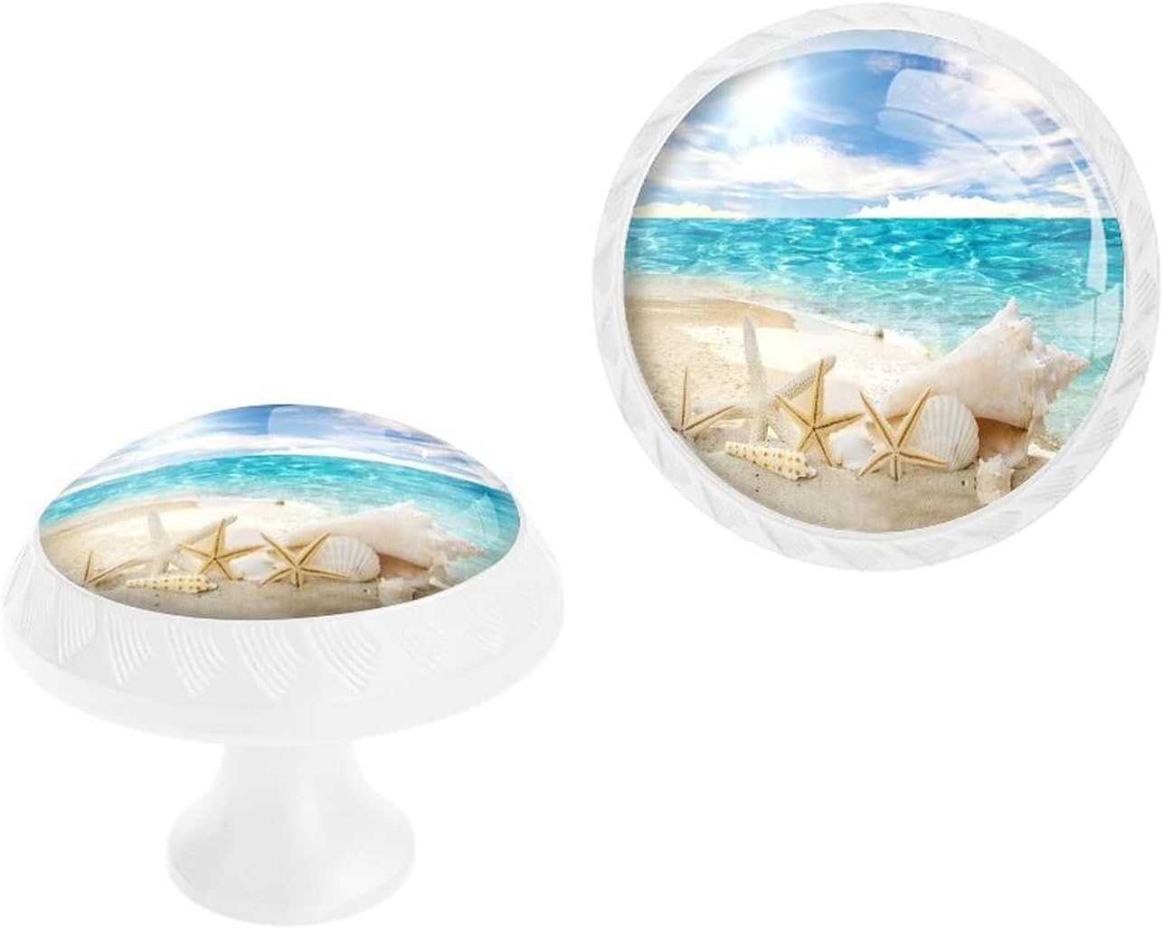 Green Sea Wave Beach Shell 4Pack of Kitchen Cabinet Knobs Pulls Round Dresser Drawer Handle ...