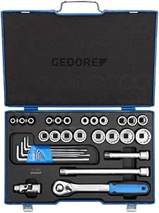GEDORE 31-piece Socket spanner set, Bi-hex, 1/2", 10-36 mm, Tool ...
