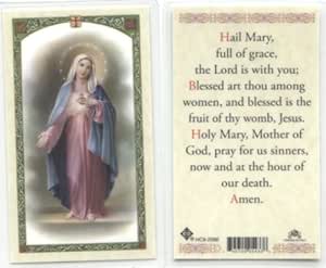 Blessed Virgin Mary Hail Mary Full of Grace Holy Prayer Card Laminated ...
