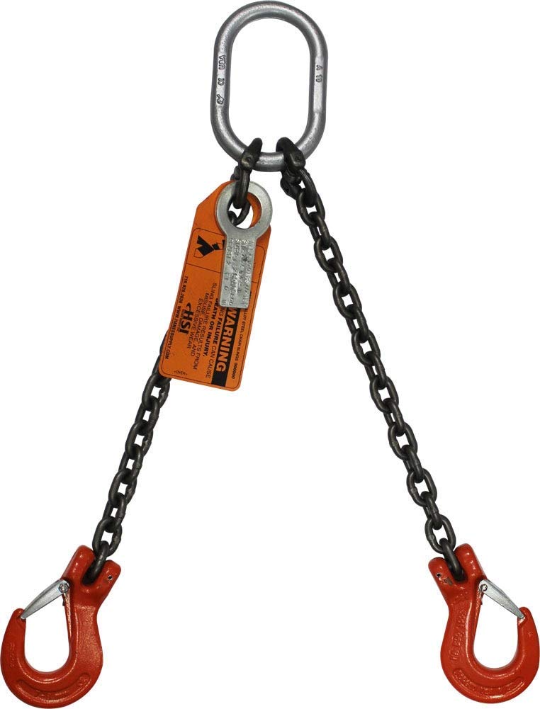 9/32" x 3' Two Leg Bridle Chain Sling | 7,400 Lbs WLL | Oblong Link-to ...