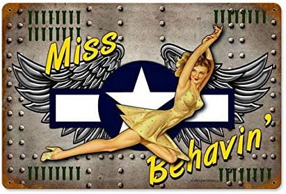 Amazon.com : TYmall Miss Behavin', Aviation Pin Up Nose Art 12X16 ...