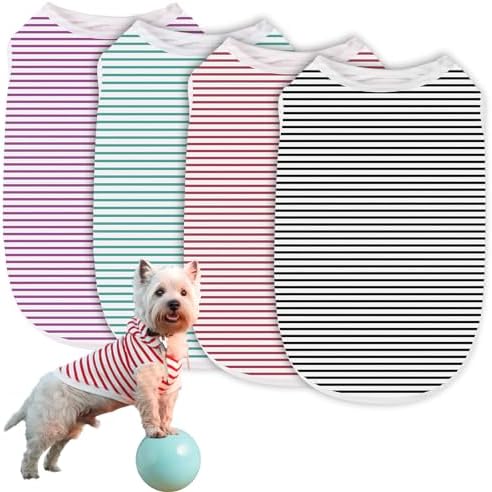 4-Pack Cotton Dog T Shirt, Striped Dog Shirt, Puppy T-Shirts Dogs ...