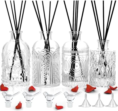 Amazon.com: MyGift Small Clear Glass Reed Diffuser Bottles, Vintage ...