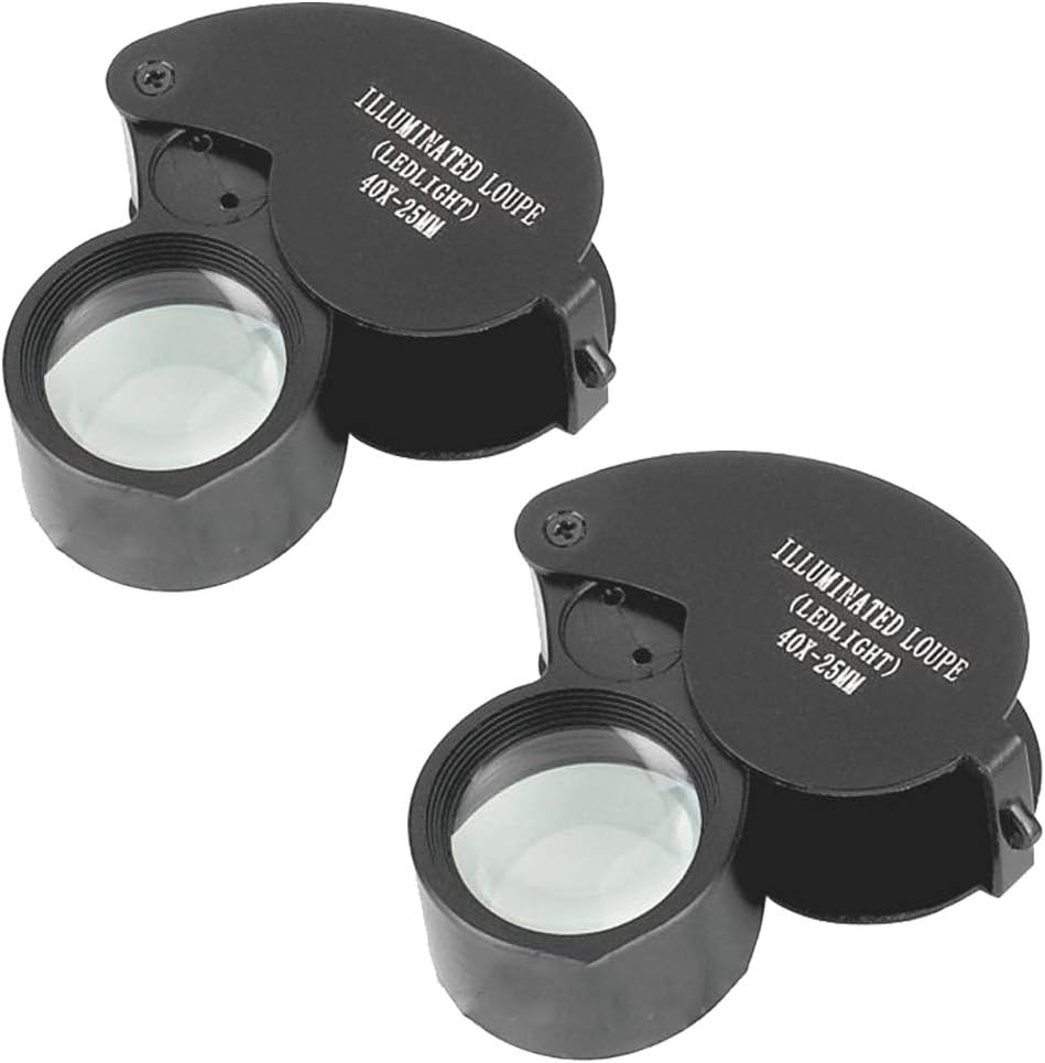 Amazon.com: 2 Packs LED Lighted 10X Folding Pocket Magnifier,25mm ...