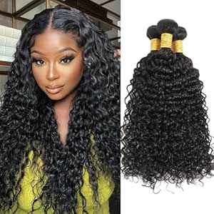 Amazon.com : MOMOSHERO Water Wave Human Hair Bundles Curly Bundles 20 22 24 Inch, Natural Black ...
