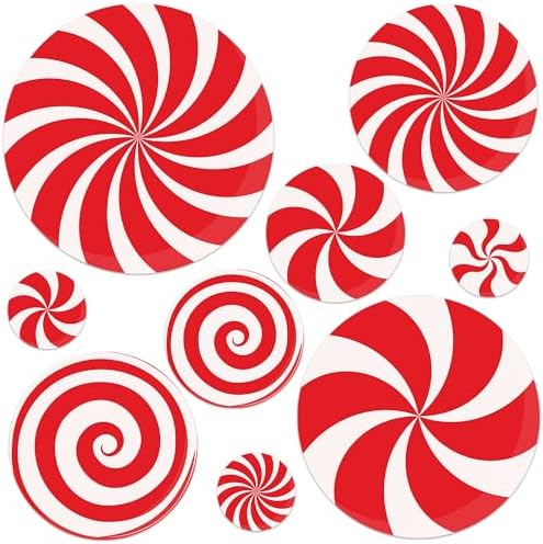 Amazon.com: Lucleag 80 PCS Christmas Floor Stickers Peppermint Candy ...