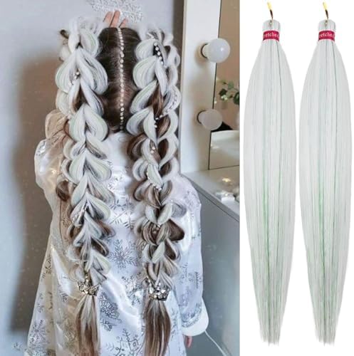 Amazon.com : Cream White with Tinsel Braiding Hair Pre Stretched 2 ...