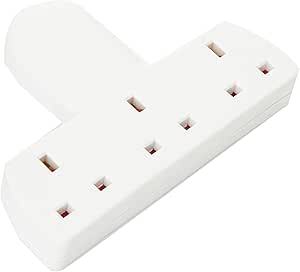3 Way Triple Gang UK 3 Pin Multi-Socket Plug Extension Mains Adaptor ...