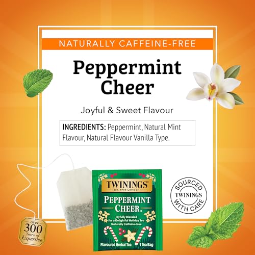 Twinings Peppermint Cheer Herbal Tea Individually Wrapped Bags, 20 ...