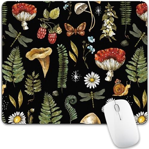 Amazon.com: Black Mushroom Mouse Pad Cute, Vintage Cottagecore ...