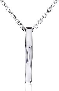 Men'S Spiral Bar Necklace Stainless Steel Necklace Simple Plain Bar ...