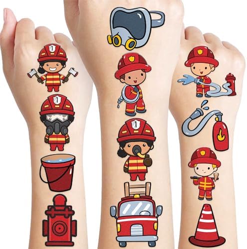 Amazon.com : 96 PCS Firefighter Day Temporary Tattoos Sticker Car Fire ...
