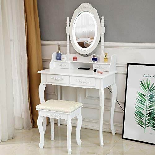 Amazon.com: Bestier Vanity Desk with Mirror and Lights, Makeup Vanity ...