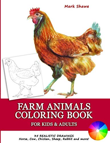 Amazon.com: FARM ANIMALS Coloring Book for Kids & Adults: 35 realistic ...
