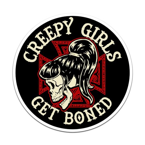 Amazon.com: 4" Creepy Girls Get Boned Skull Goth Girl Horror Sticker ...