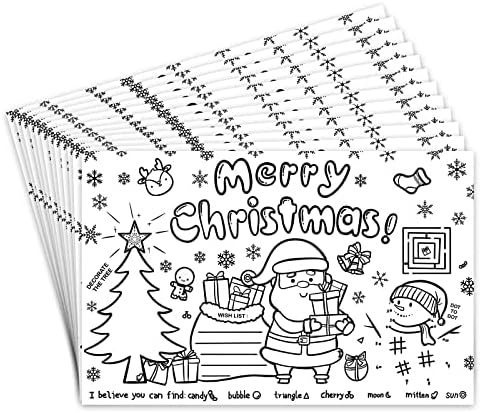 Amazon.com: Tiny Expressions – Christmas Santa Placemats for Kids (Pack ...