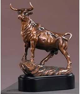 Stock Market Bull Standing Tall Sculpture - Bronze Finish Statue ...