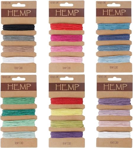 Bubuyun 22 Colors Natural Flax String Cord 24Pcs Bracelet String Thread ...