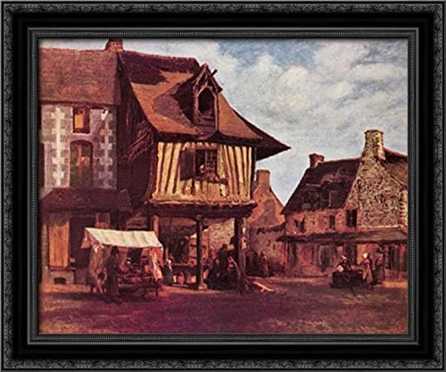 Amazon.com: Market In The Normandy 24x20 Black Ornate Wood Framed ...