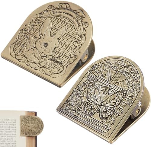 Amazon.com: CRASPIRE 2 Styles Vintage Metal Book Clip Rabbit Butterfly ...