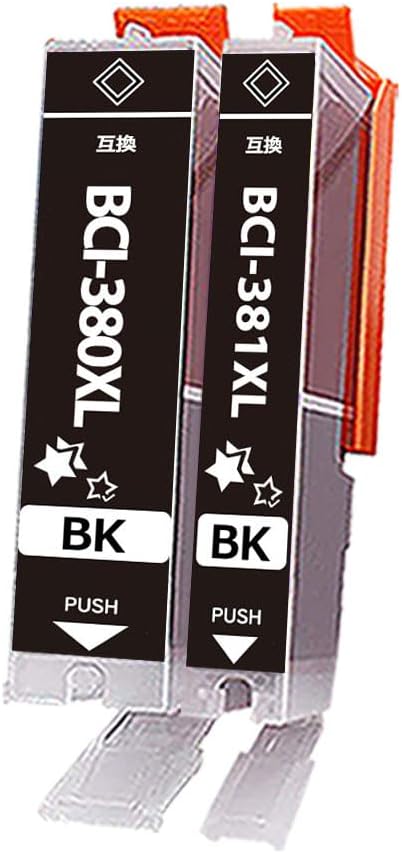Amazon.co.jp: キヤノン用 BCI-380XLBK（BCI-380BK) + BCI-381XLBK(BCI-381BK) 互換インクカートリッジ ブラック 合計2本セット 大容量 ...