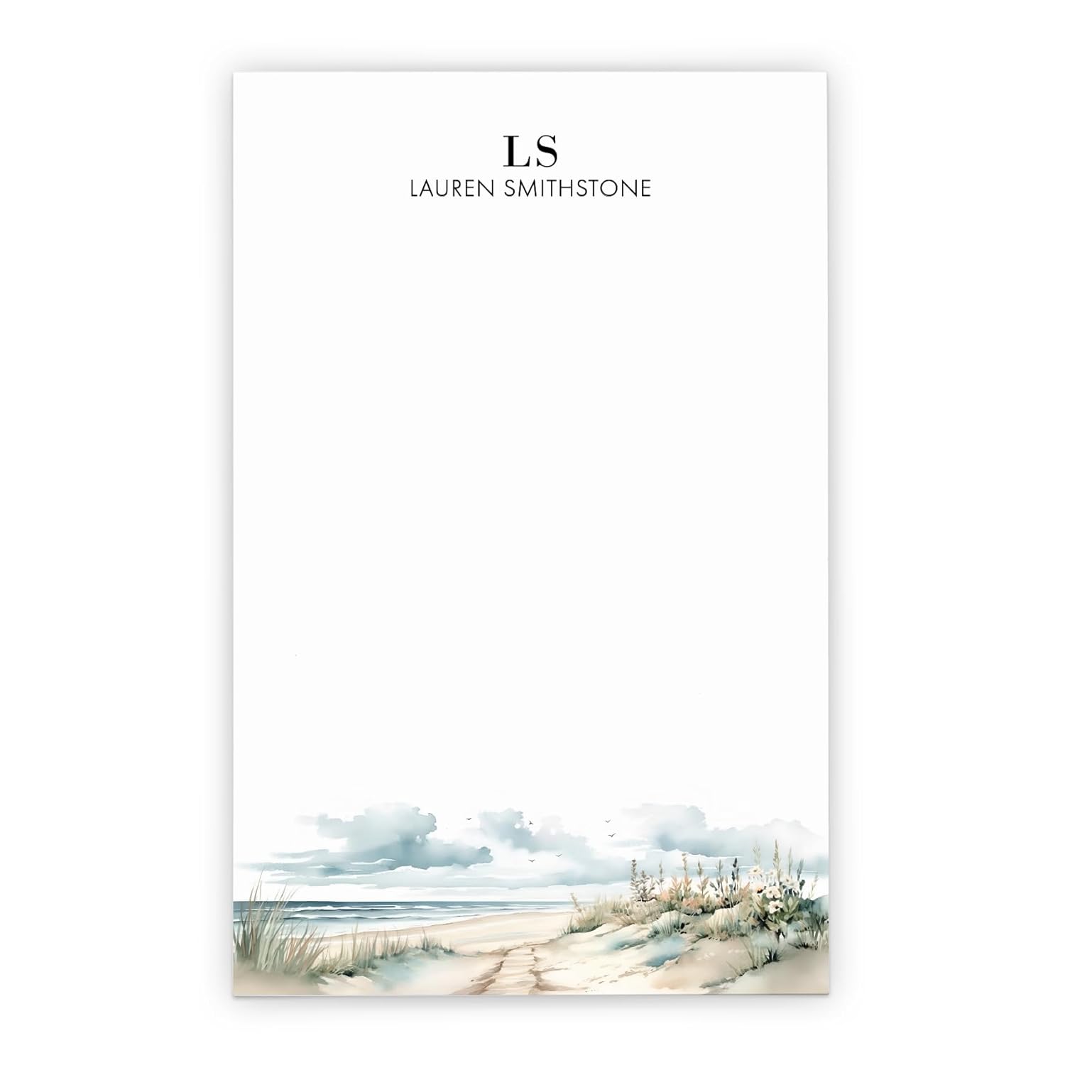 Amazon.com: Personalized Monogram Notepads with Name, Watercolor Beach ...