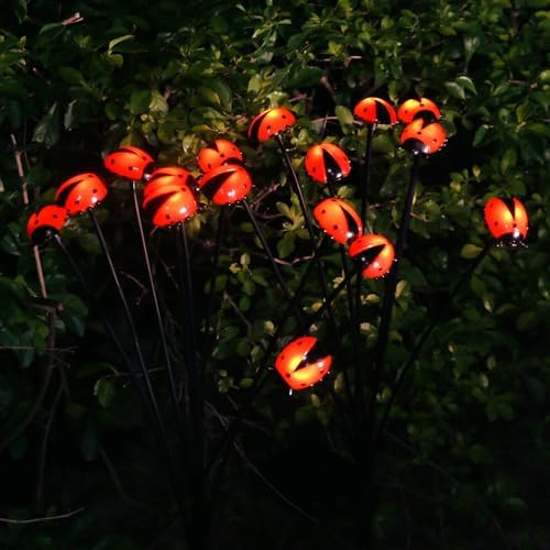 Amazon.com : Solar Garden Decor Ladybugs Lights Outdoor Decor ...