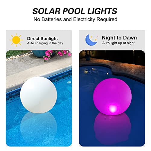 Rukars Floating Pool Lights Solar Glow Globes 3PCS, 14 inch Inflatable ...