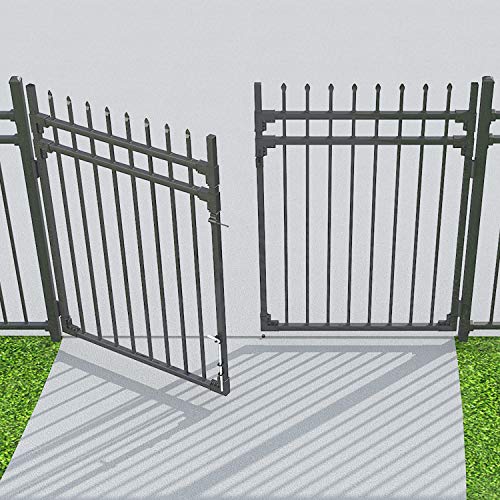XCEL - Black Steel Anti-Rust Fence Gate - Sharp End Pickets - 4ft W x ...