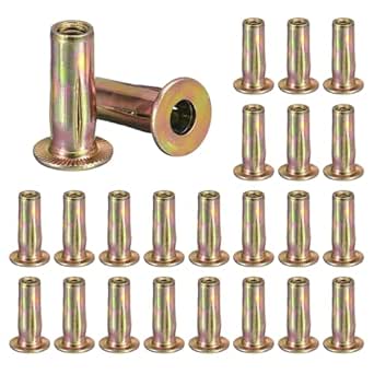Awclub 1/4-20 Multi-Grip Rivet Nuts, 25pcs Pre-Bulbed Shank Flat Head ...
