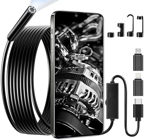 Endoscope Camera with Light, 1080P HD Borescope with 8 Adjustable LED ...