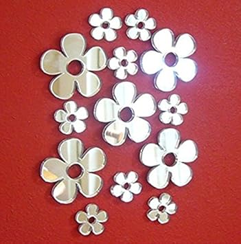 Set of 50pcs Little Flowers Mirror Sticker,Different Sizes Flower ...