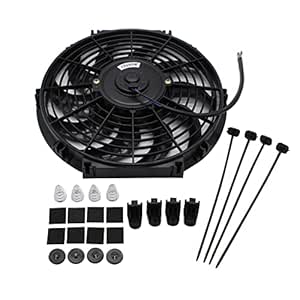 1 SET Black Fan 12" inch Universal Slim Fan Electric Radiator Engine ...