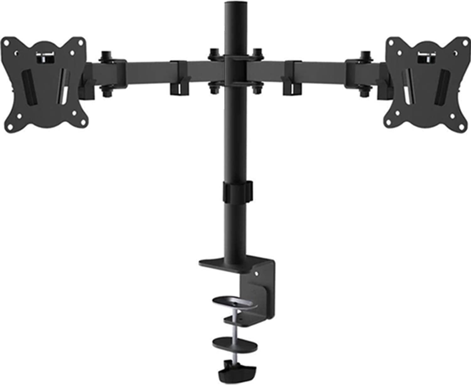 Amazon Basics DLB112 Dual Monitor Stand - Height Adjustable Arm Mount ...