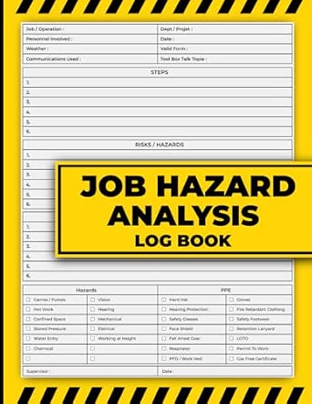 Job Hazard Analysis Logbook: Construction Site Safety Analysis Forms ...