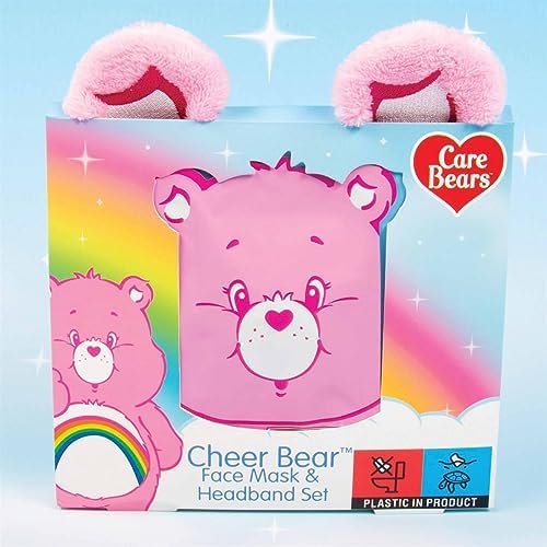 Care Bears Headband and Face Mask Gift Set. Includes Pink Cheer Bear ...