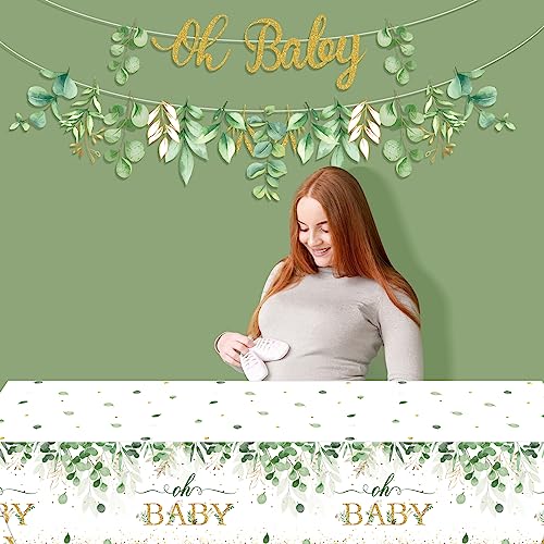 Snapklik.com : Greenery Baby Shower Banner Eucalyptus Leaves Oh Baby ...